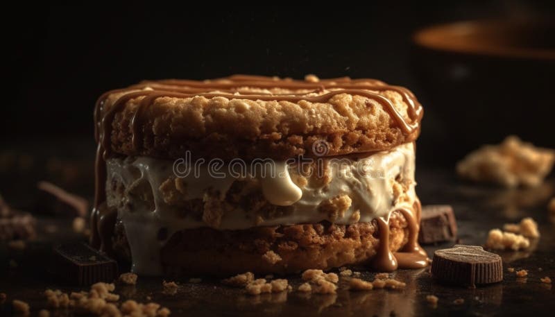 Indulgent Dessert Stack Chocolate, Caramel, and Fruit Generated by AI ...