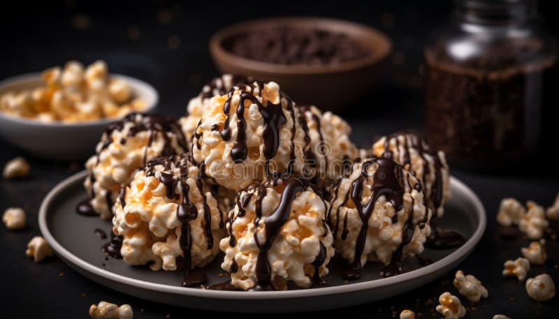 Indulgent Homemade Chocolate Dessert on Rustic Wood Table Generated by ...