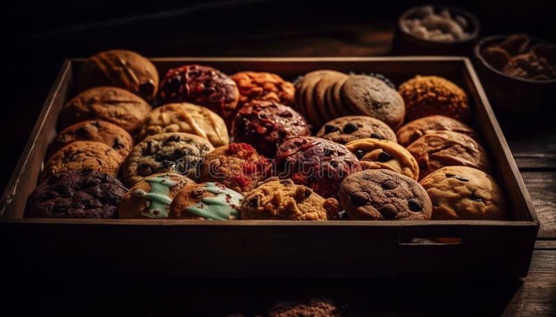 Indulgent Homemade Gourmet Chocolate Chip Cookies in a Rustic Setting ...