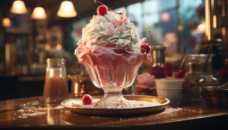 Indulgent Ice Cream Sundae, Fresh Berries, and Creamy Chocolate ...