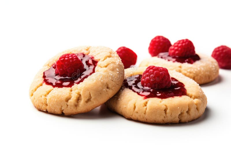Indulging in Raspberry Thumbprint Cookies on Transparent Background ...