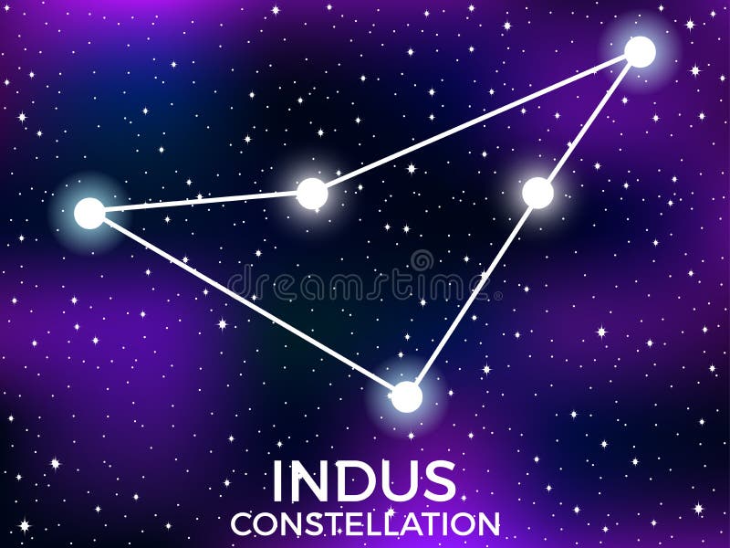 Indus Constellation. Starry Night Sky. Cluster of Stars, Galaxy. Deep ...