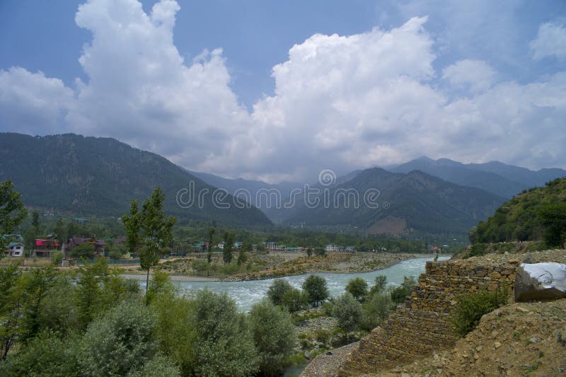 Indus River Rages Thru the Valley, Srinagar, Jammu Kashmir Stock Photo ...