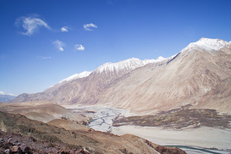 Indus River in Himalaya Mountains and Mist Stock Image - Image of land ...