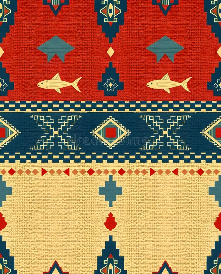 Indus Valley Weaving Pattern with Ritual, Fish, Symmetry, Seamless ...