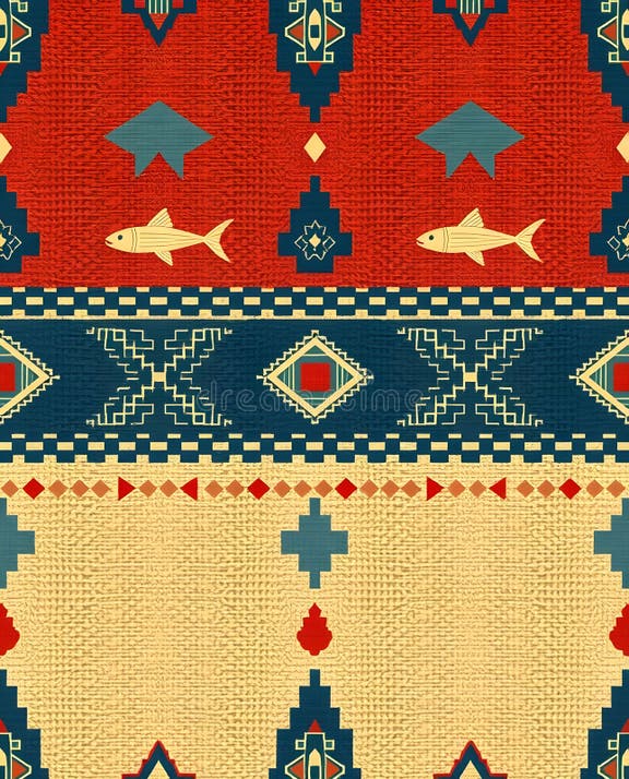 Indus Valley Weaving Pattern with Ritual, Fish, Symmetry, Seamless ...