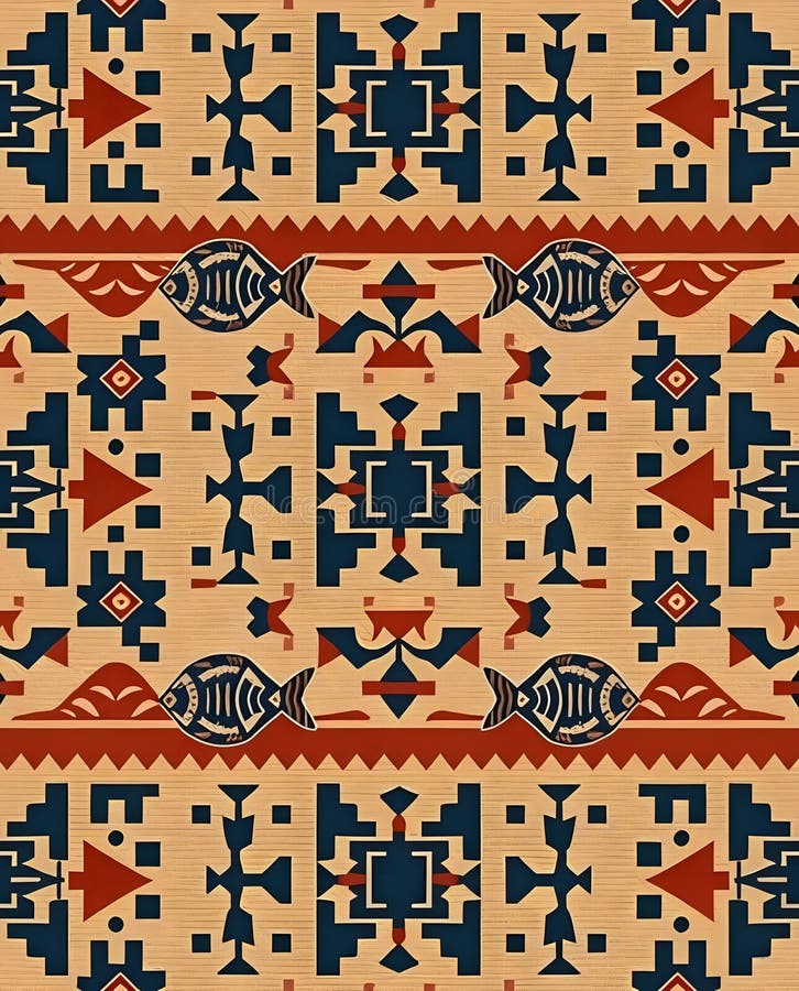 Indus Valley Weaving Pattern with Ritual, Fish, Symmetry, Seamless ...