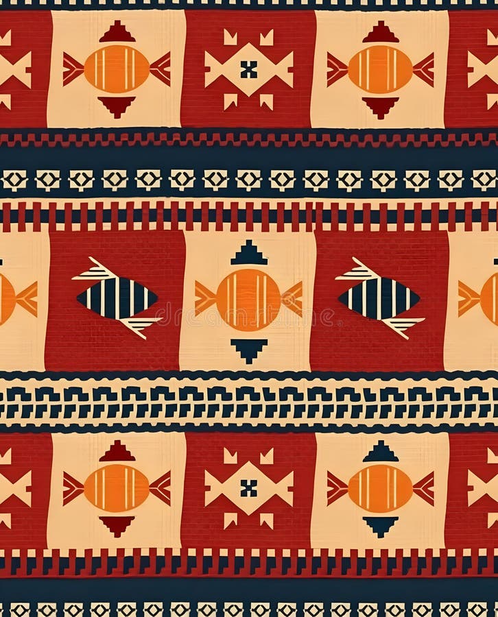 Indus Valley Weaving Pattern with Ritual, Fish, Symmetry, Seamless ...