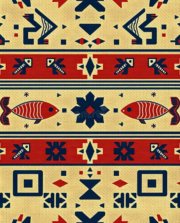 Indus Valley Weaving Pattern with Ritual, Fish, Symmetry, Seamless ...