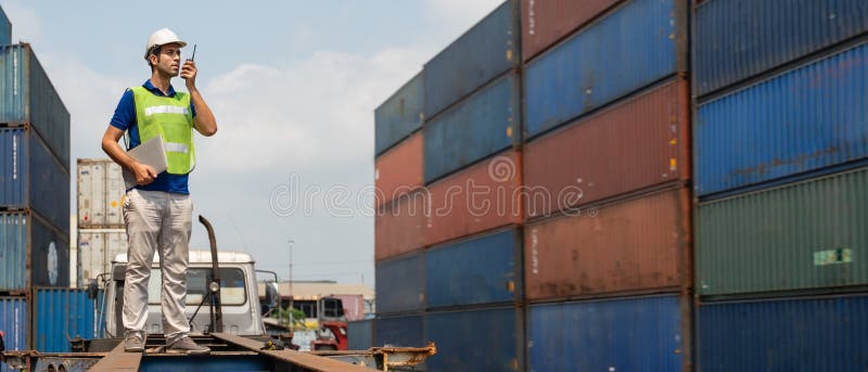 Logistics Industrial Banner Stock Photo - Image of inspector ...