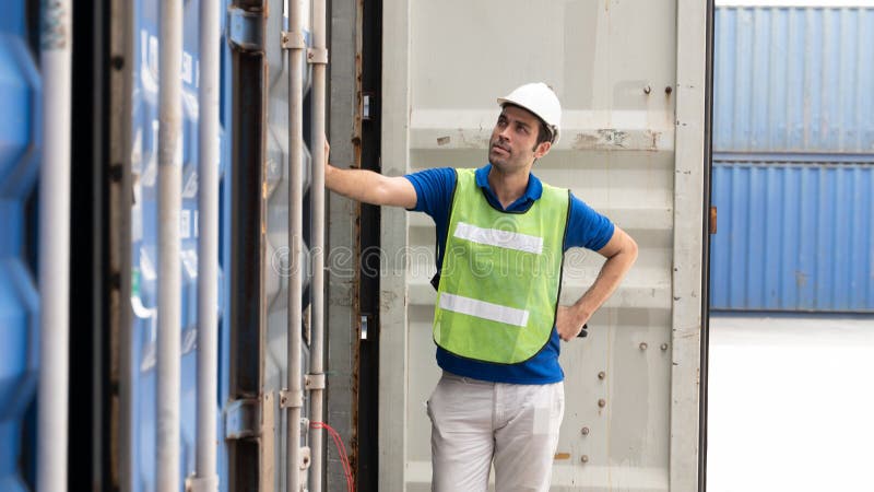 Industrial Background of Caucasian Containers Yard and Cargo Loading ...