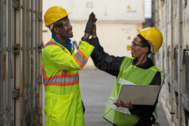 Industrail Background of Containers Yard and Cargo Maintenance Team of ...