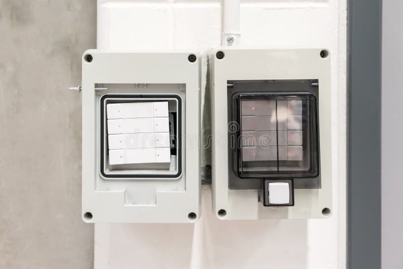 Industrail Switch Case and Metal Wire Pipes Stock Image - Image of ...