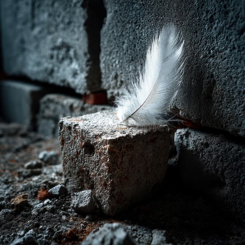 Industrial, Abandoned Space with Concrete Floor White Feather on Side ...