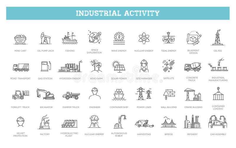 Industrial Activity Icons Pack. Thin Line Collection Smart Technology ...