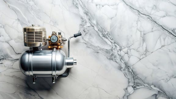 Industrial Air Compressor on a Marble Surface a Modern Minimalist Flat ...