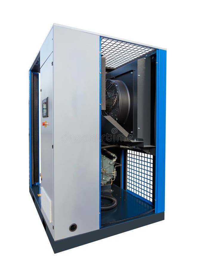 Powerful Industrial Air Compressor Showing Internal Components Stock ...