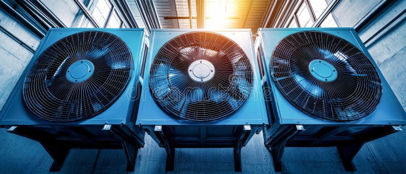 Industrial Air Conditioner Fans Creating Dynamic Depth and Perspective ...