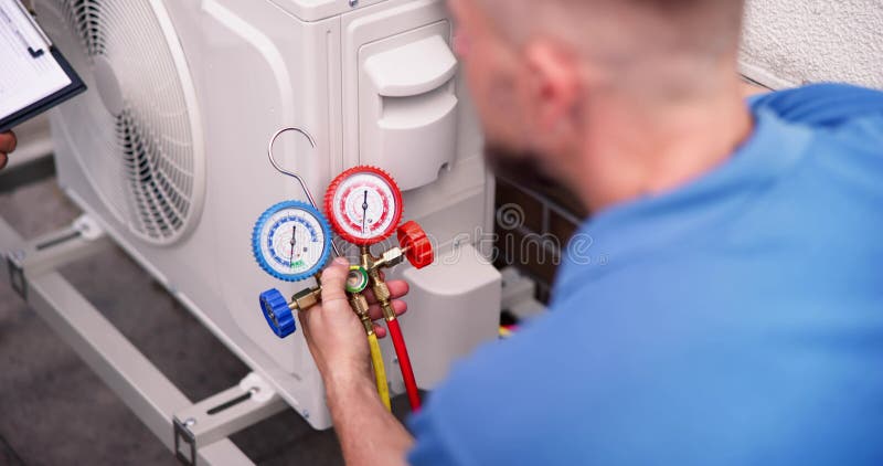 Industrial Air Conditioning Technician Stock Photo - Image of business ...