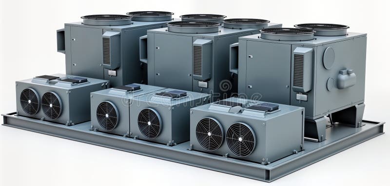 Industrial Air Conditioning Units Shown in Isometric View. Multiple ...