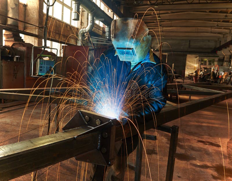 Industrial Arc Welding Work Stock Photo - Image of electrode, closeup ...