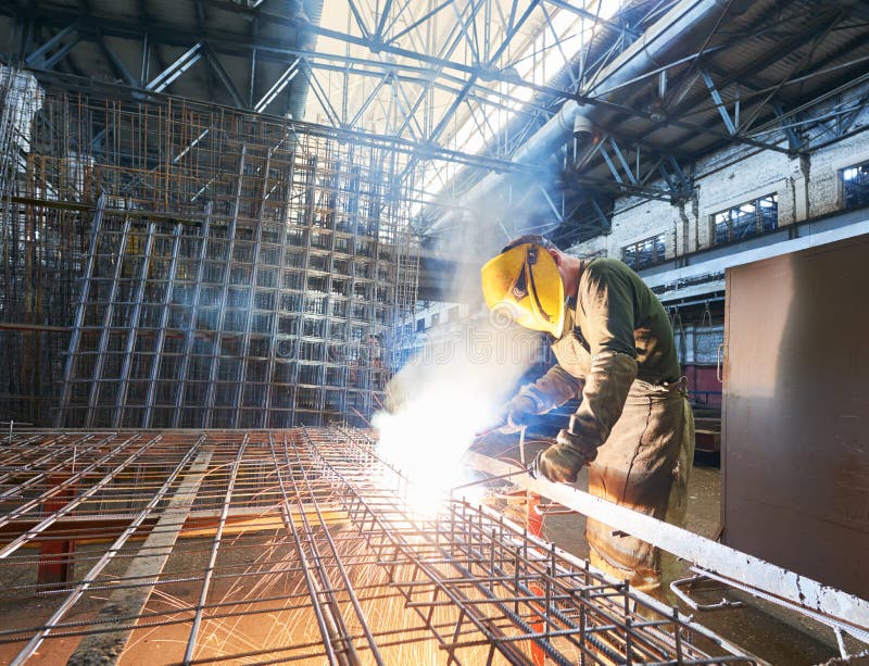 Industrial Arc Welding Work Stock Image - Image of metal, protection ...