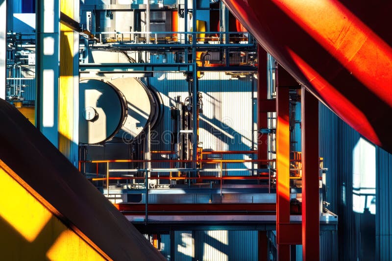 Industrial Architecture with Colorful Geometric Structures and Shadows ...