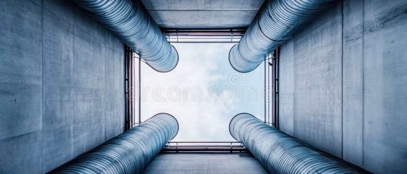 Industrial Architecture with Dynamic Pipe Systems. Generative Ai Stock ...
