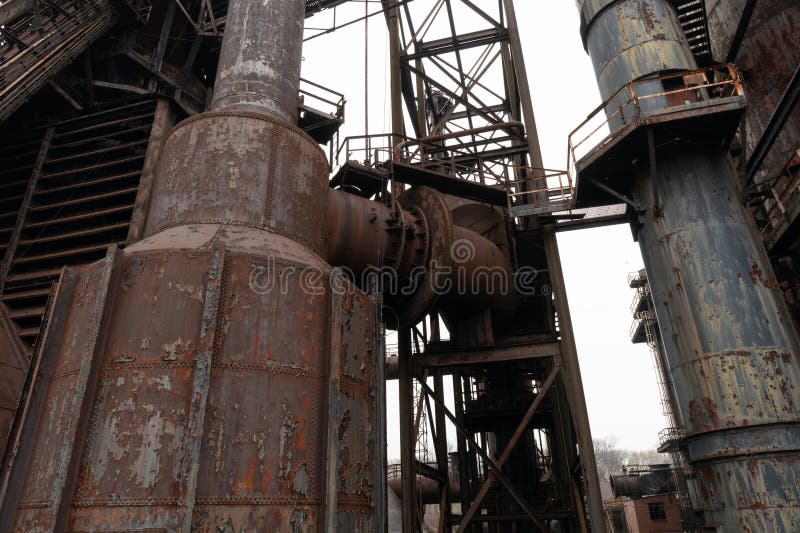 Industrial Architecture with Heavy Metal Structure, Rusting Decay Stock ...
