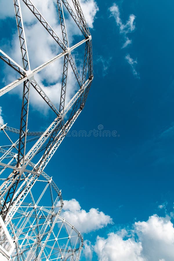 Industrial Architecture Steel Silo Metallic Skeleton Against Sky Stock ...