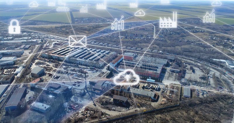 Industrial Area and Communication Network Concept. Wireless ...