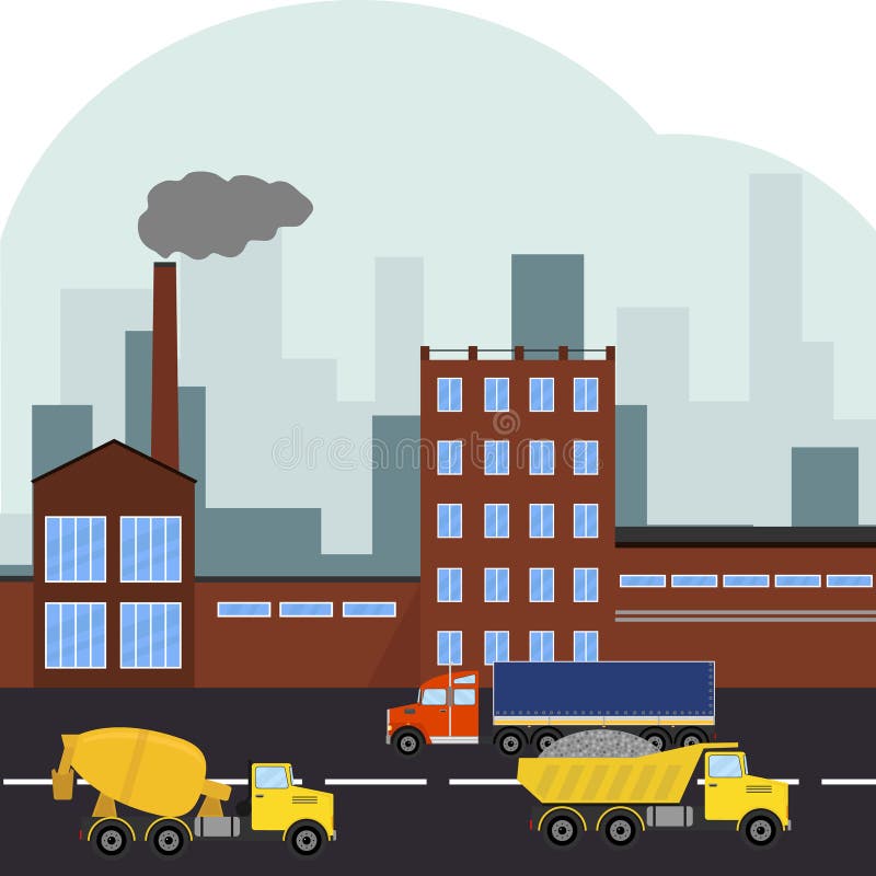 Industrial area, factory stock vector. Illustration of graphic - 94589396