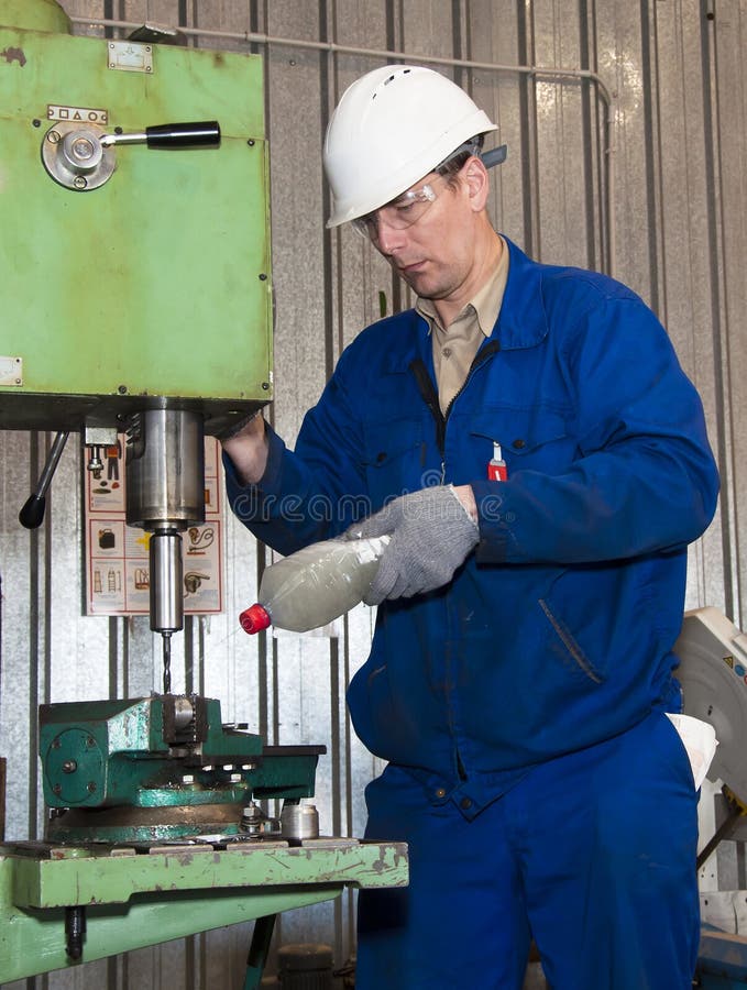 Industrial Area, the Mechanic Works at the Boring Machine Stock Photo ...