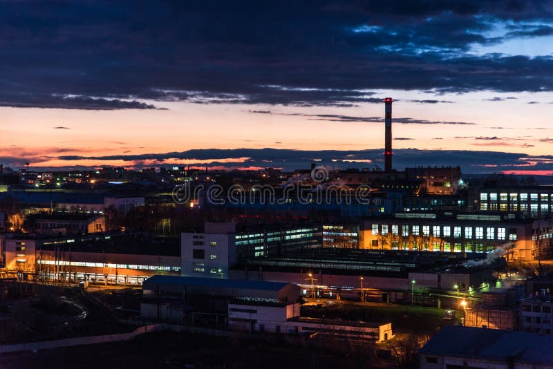 Industrial area at night stock image. Image of manufacturing - 70382601
