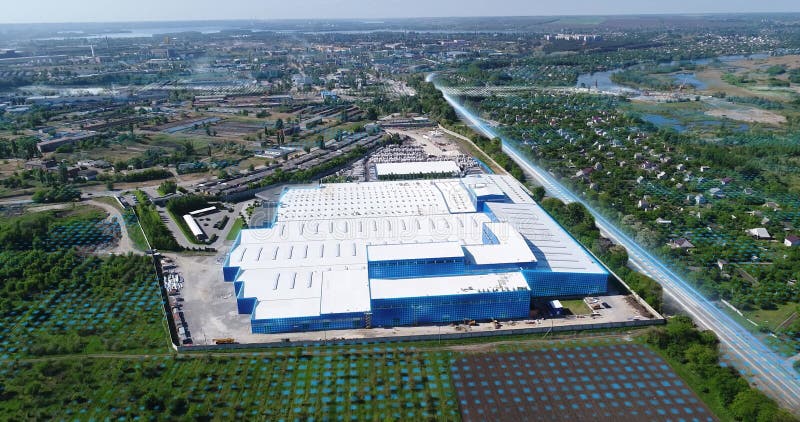 Smart Factory Visualization. Smart Factory Top View. Factory with ...