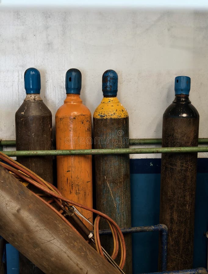 Industrial Argon Gas Cylinders Used in Welding Process for Engineering ...