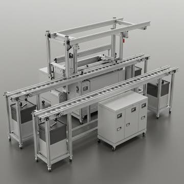 Industrial Assembly Line with Stainless Steel Framework and Conveyor ...