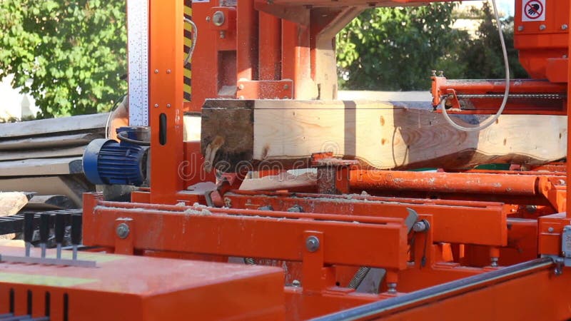 Industrial Automated Machine Cutting Wood Logs Stock Video - Video of ...