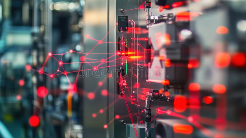 Industrial Automation Control Panel with Network Connections Visualized ...