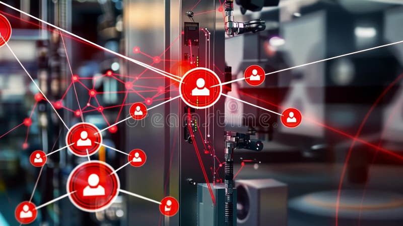 Industrial Automation Control Panel with Network Connections Visualized ...