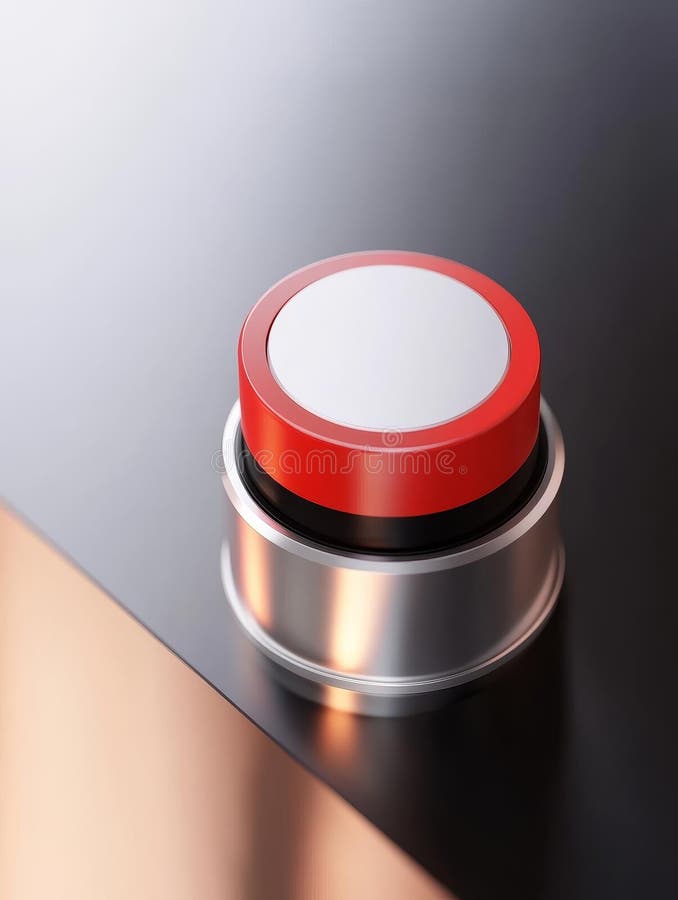 Industrial Automation Conveyor Button Red Button on Silver Metal ...