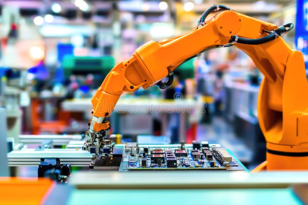 Industrial Automation with Robotic Arm in Electronics Manufacturing ...