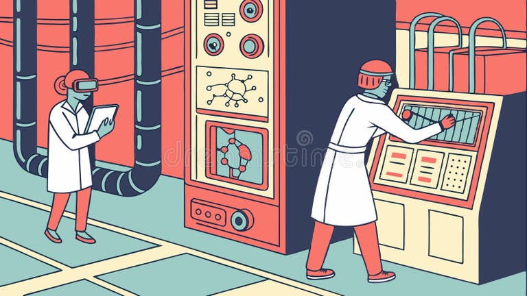 Industrial Automation: Scientists Operating Complex Controls, Vector ...