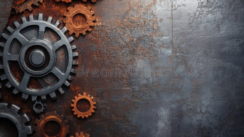 Industrial Backdrop Featuring Gear Patterns and Metallic Textures in ...