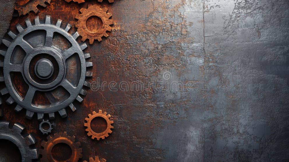 Industrial Backdrop Featuring Gear Patterns and Metallic Textures in ...