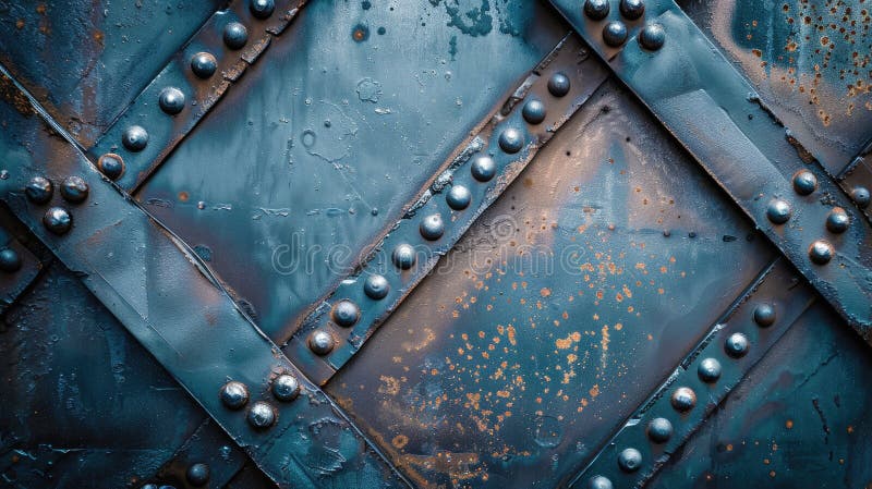 Rustic Blue Metal Plates with Rivets Industrial Look Stock Photo ...