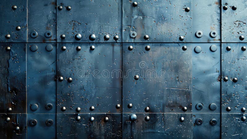 Rustic Blue Metal Plates with Rivets Industrial Look Stock Photo ...