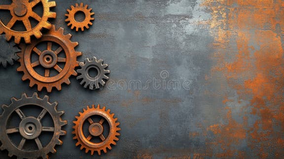 Industrial Backdrop Featuring Intricate Gear Patterns in Gray and Rust ...