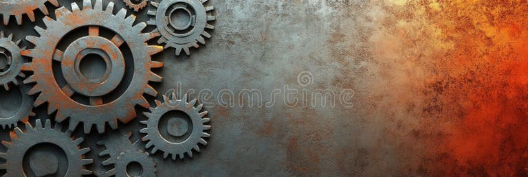 Industrial Backdrop Featuring Intricate Gear Patterns in Gray and Rust ...