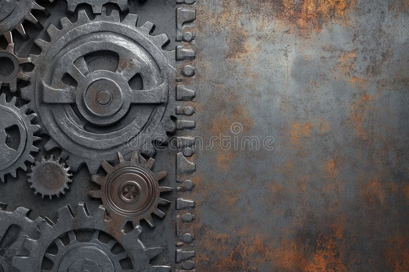 Industrial Backdrop Featuring Large Gear Patterns in Gray and Rust ...